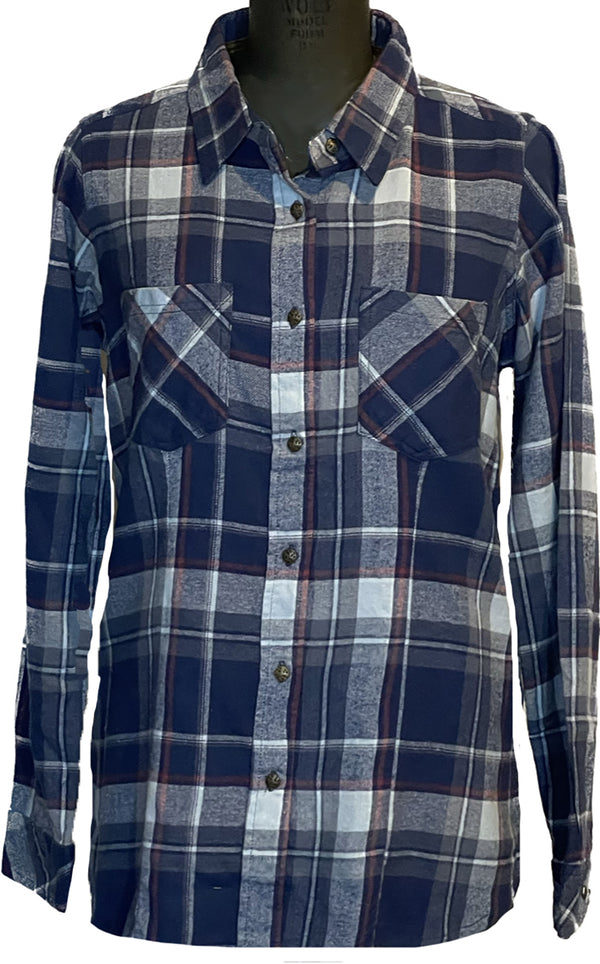 Women's Libby Flannel Shirt - Navy/Sky - 40% Off! - Flyshacker